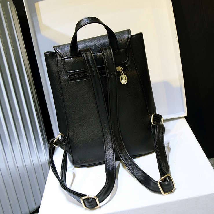 Fashion Black Backpack, Women Leather Backpacks For Teenage Girls ...