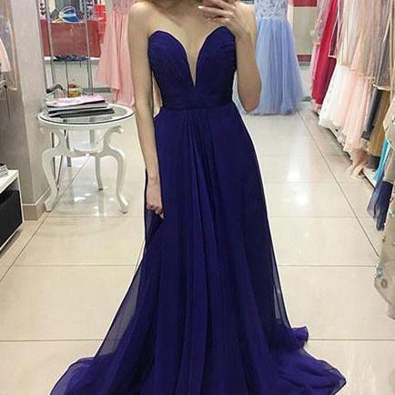 Simple Prom Dresses,a-line Prom Gown,sweetheart Prom Dresses,royal Blue ...