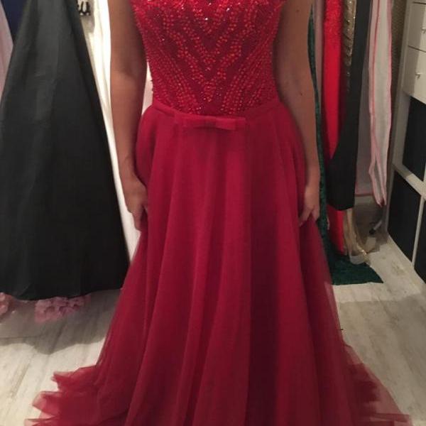 Red Beading Prom Dress,evening Formal Gowns ,Beaded Party Dress Long on ...