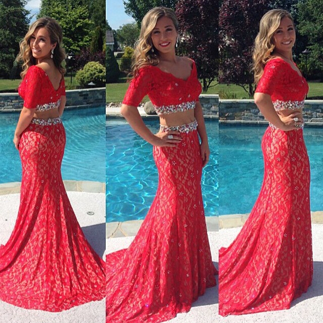 High Quality Prom Dress,Mermaid Prom Dress,Lace Prom Dress,Two Pieces ...
