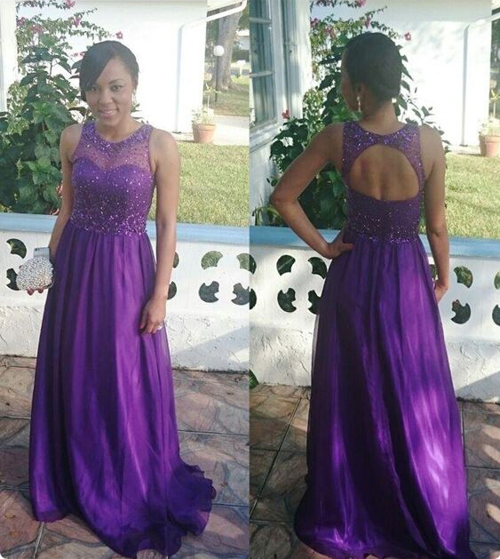 Grape Prom Dress,Grape Prom Dress,Silver Beaded Formal Gown,Beadings ...